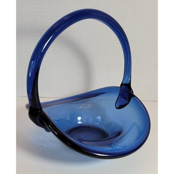 Unmarked | Accents | Cobalt Blue Handled Basket Candy Dish Handle ...